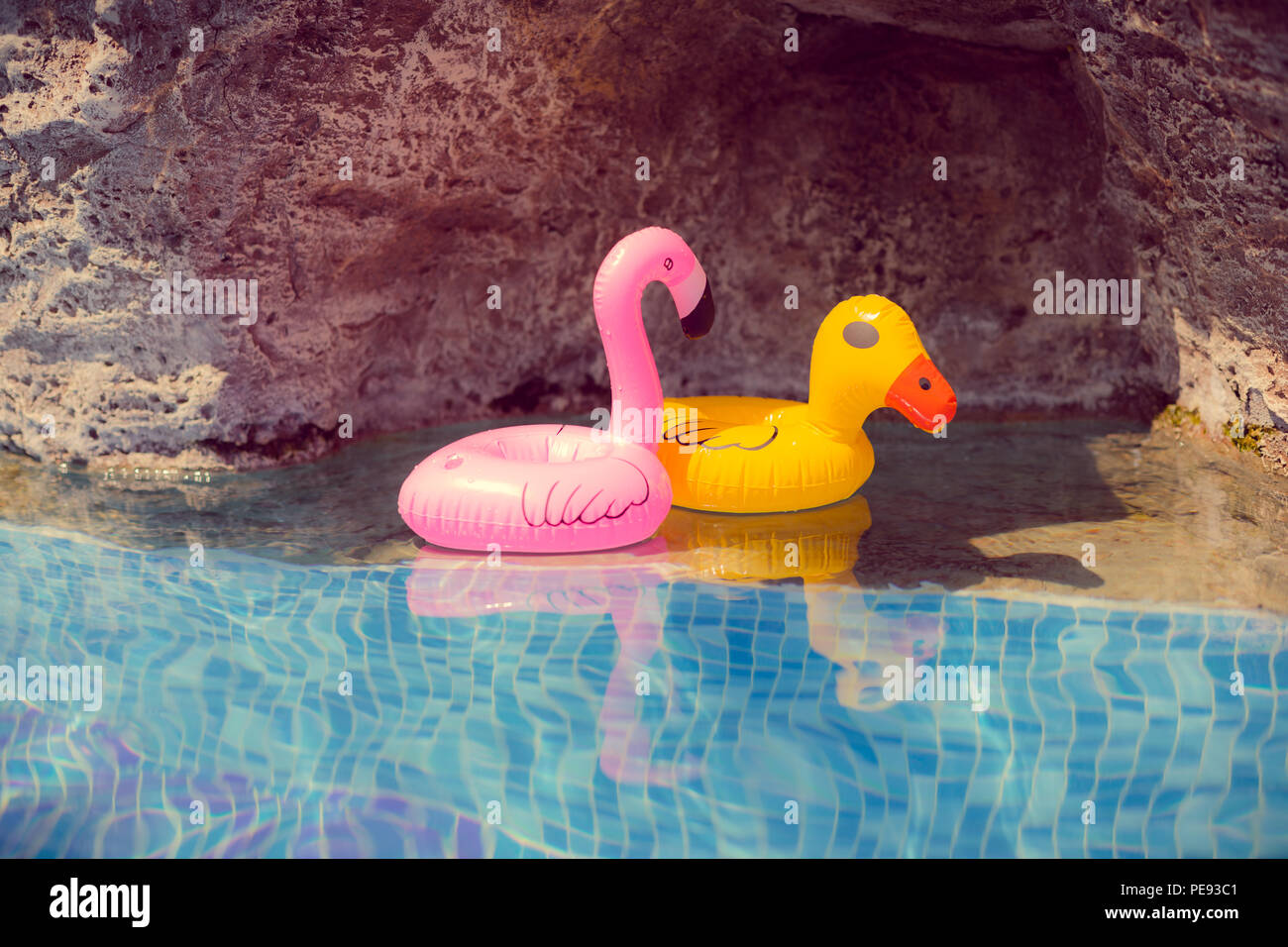 Cartoon yellow duck pool float hi-res stock photography and images - Alamy