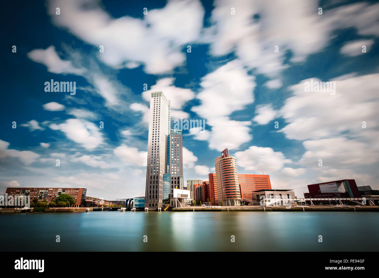 A view of the city of Rotterdam, the beautiful and typical Dutch city ...