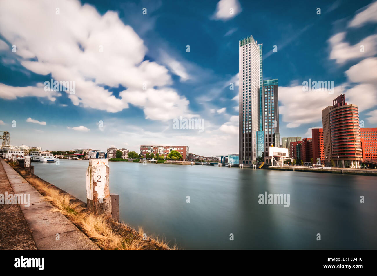 A view of the city of Rotterdam, the beautiful and typical Dutch city ...