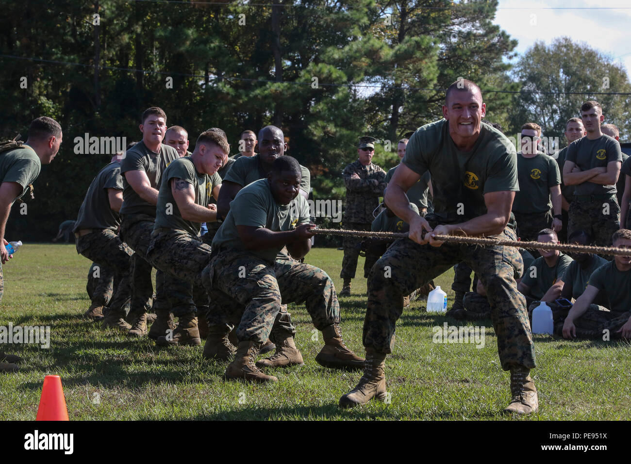 Marines with 8th Communication Battalion compete in a round of tug-of ...