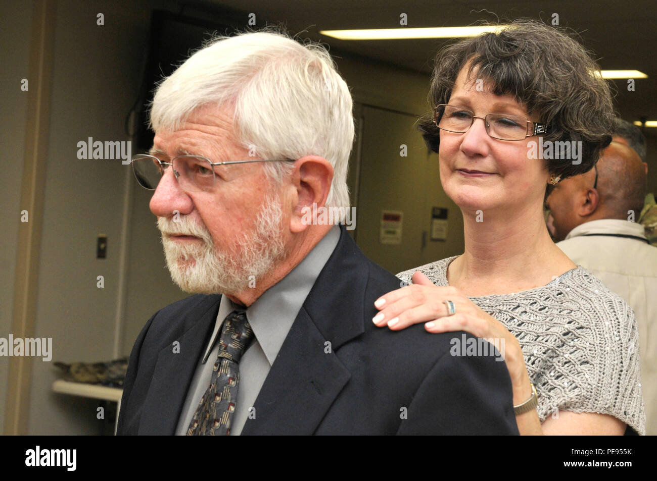 Mary Meek and her husband, Robert, watch their son, 1st Lt. Jeffrey ...