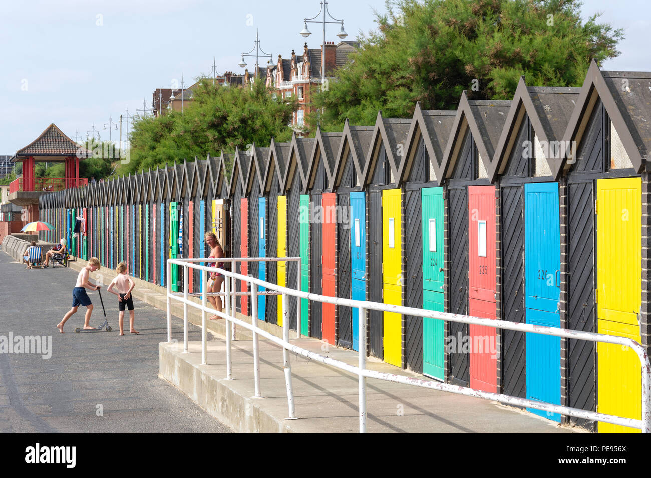 Row of colourful beach huts lowestoft suffolk seaside resort res hi-res ...