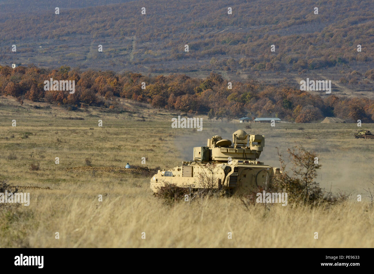 Soldiers from Delta Troop 5th Squadron, 7th Cavalry Regiment drive a ...