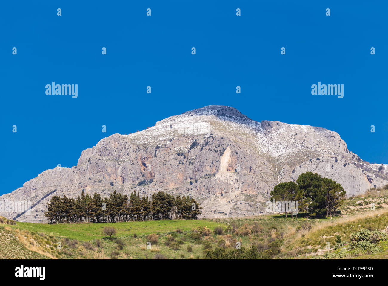 The typical and magnificent landscape of the hinterland of Sicily Stock ...