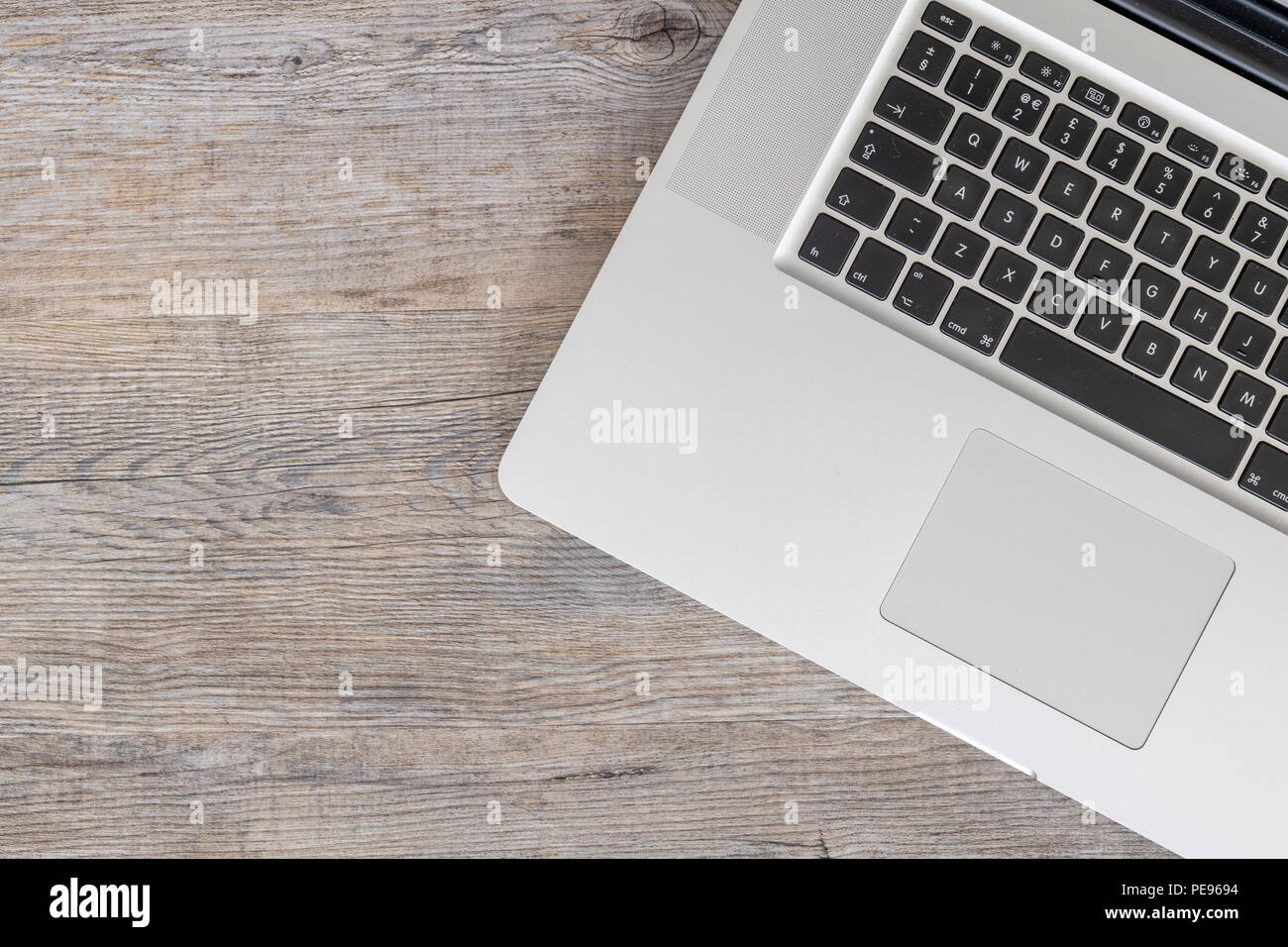 Flat lay top view of workplace with laptop hi-res stock photography and ...