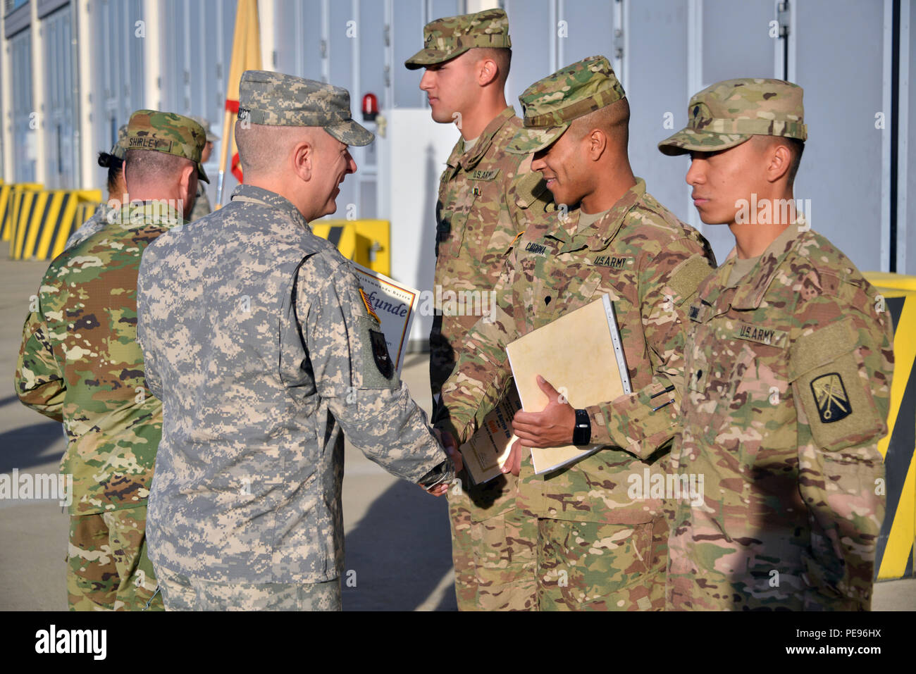 U.S. Army Lt. Col. Robb A. Meert (left), commander of 18th Combat ...