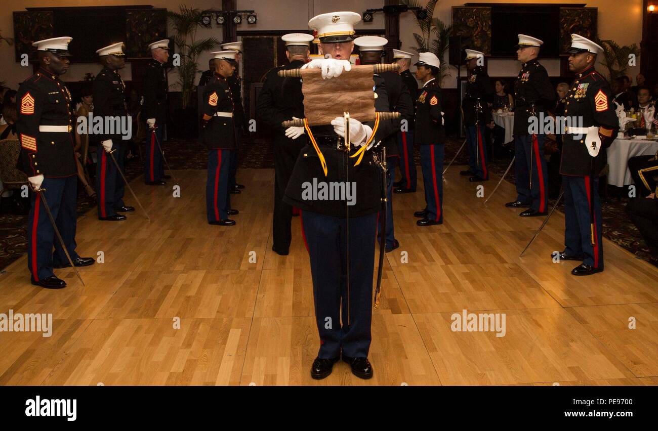 The adjutant reads Maj. Gen. John A. Lejeune’s birthday message during ...