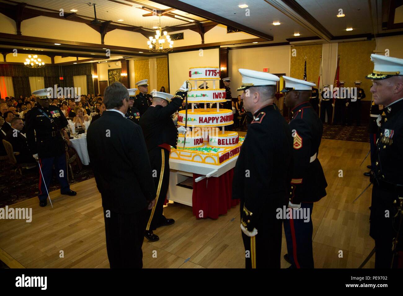 Brig. Gen. Joaquin F. Malavet cuts the official birthday cake during ...