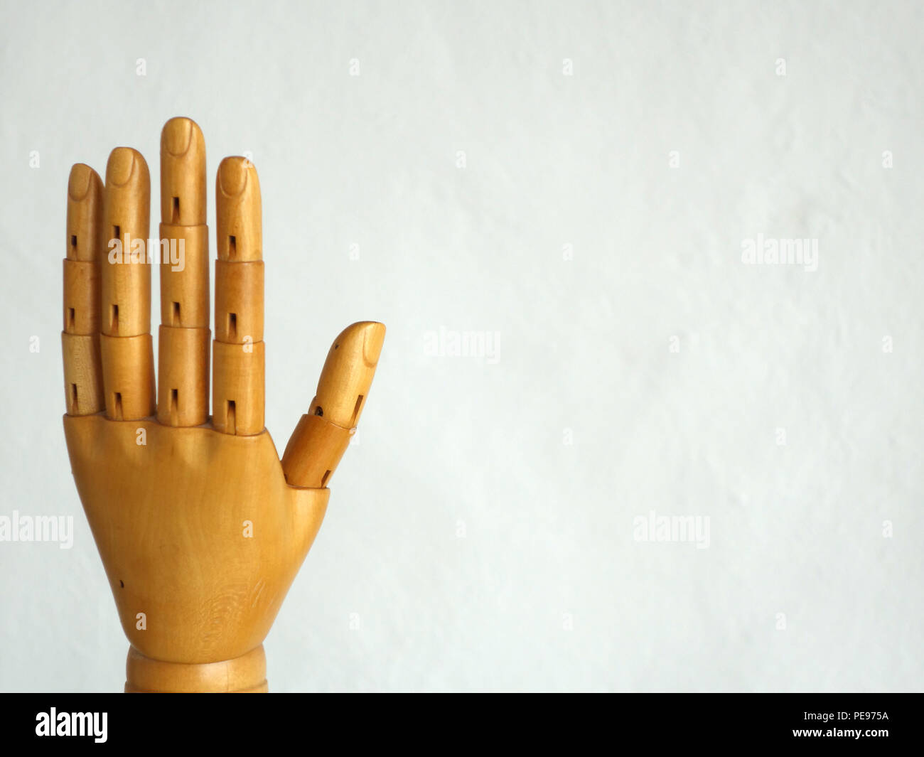 Wooden Hand Manikin making five finger gestures Stock Photo - Alamy
