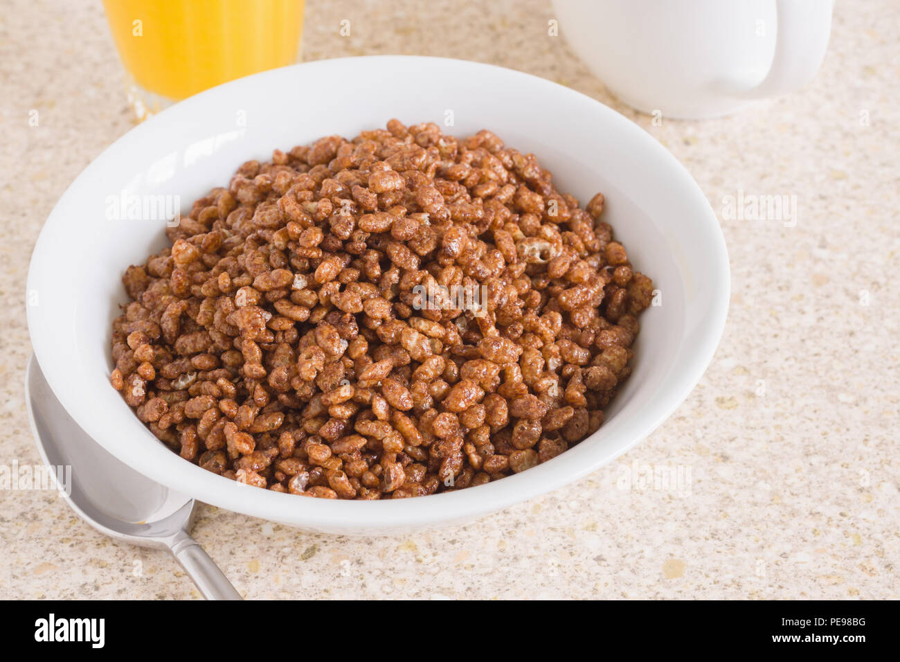 Chocolate flavoured crispy rice breakfast cereal Stock Photo - Alamy
