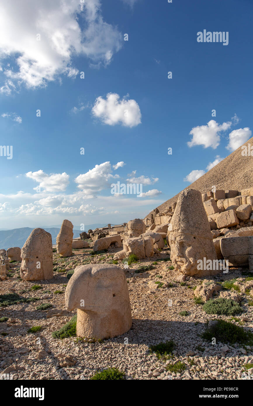 Adiyaman, Turkey - May 27, 2017: Statues of West terrace at Mount ...