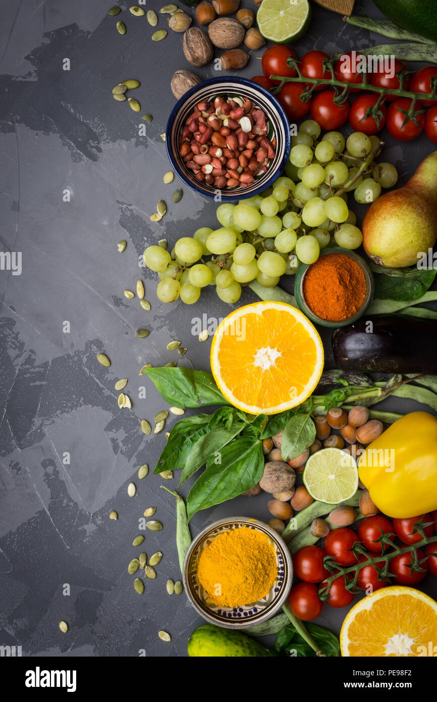 Clean food selection. Healthy food background, frame of organic food ...
