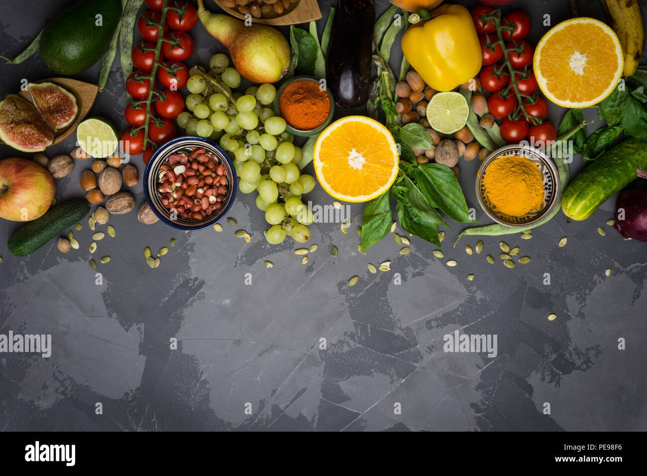 Clean food selection. Healthy food background, frame of organic food ...