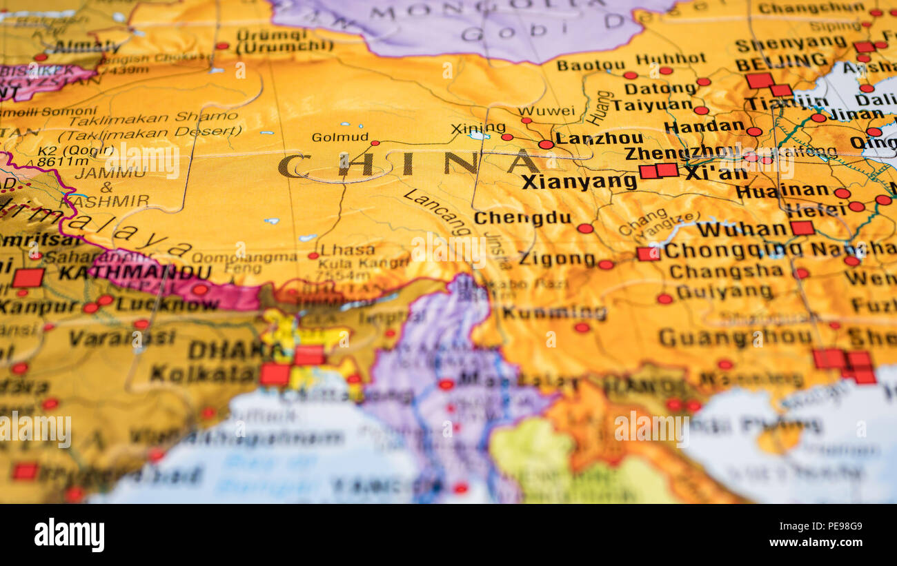 China on a Map Stock Photo - Alamy