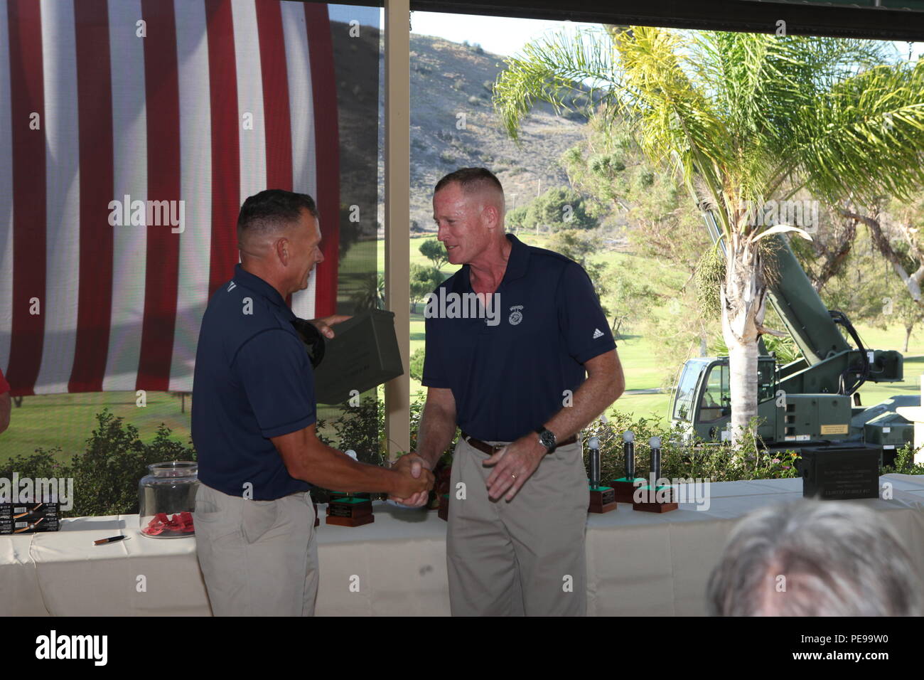 U.S. Marine Corps Brig. Gen. Edward D. Banta, right, commanding general ...