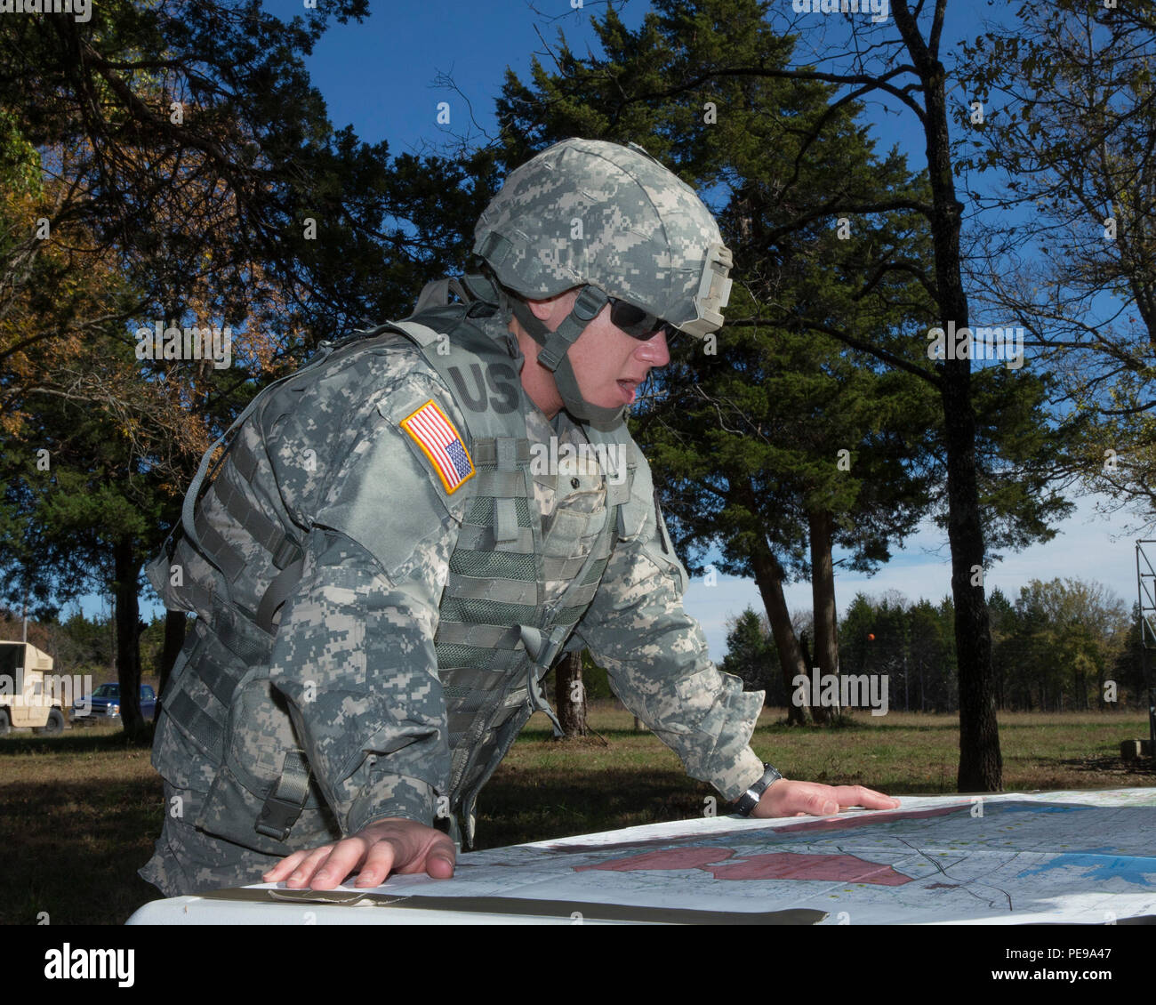 A competitor identifies map information during the 2015 Oklahoma Army ...