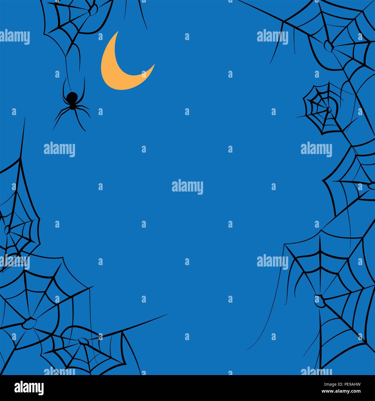 Vector Frame with Spider Webs and Moon Stock Vector Image & Art - Alamy