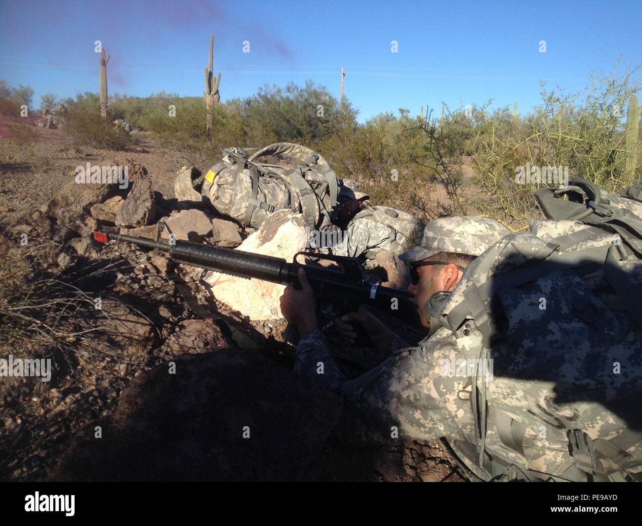 A Soldier from the 3666th Maintenance Company practices returning fire ...