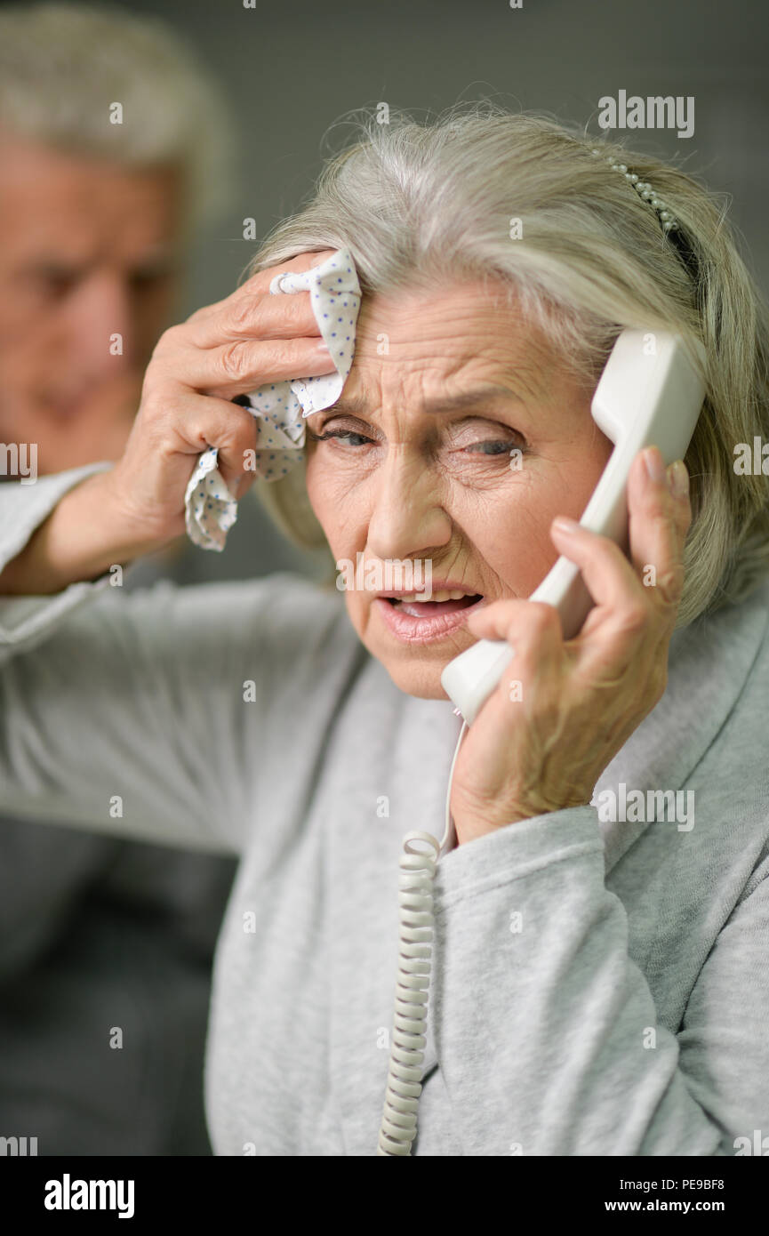 Close up portrait of upset senior woman Stock Photo - Alamy