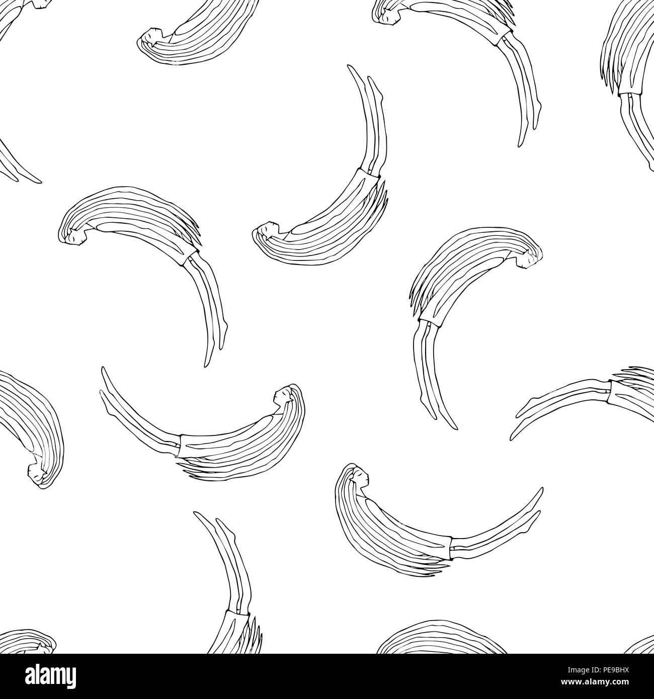 Sketch ghost soul path flying girls on white background. Seamless ...