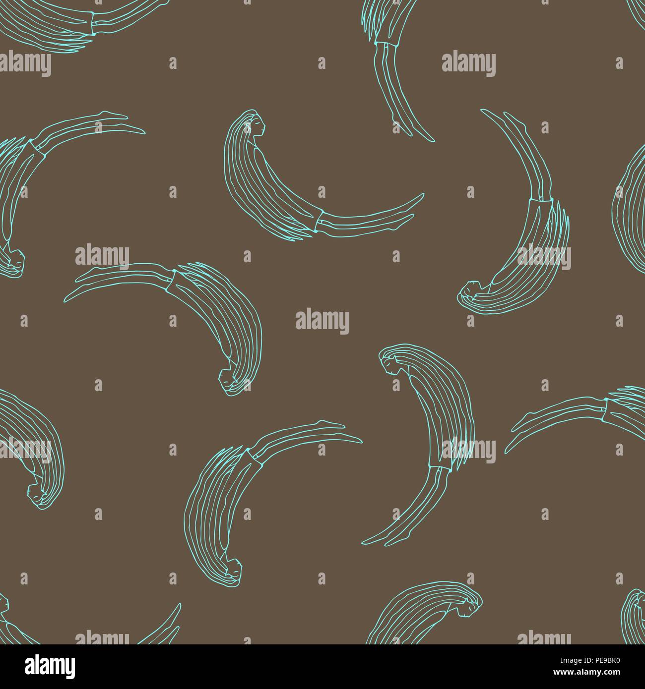 Sketch ghost soul path flying turquoise girls on brown background ...