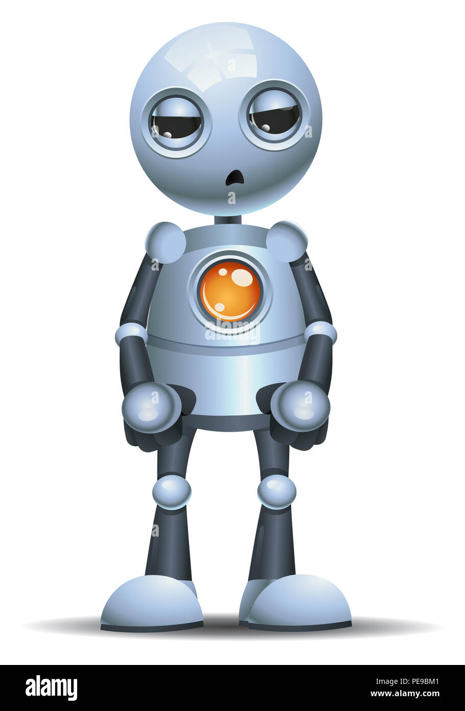 illustration of a little robot emotion in suspicious on isolated white ...