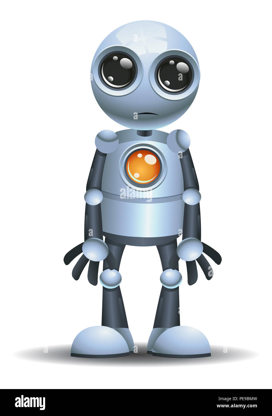 illustration of a little robot emotion in staring on isolated white ...