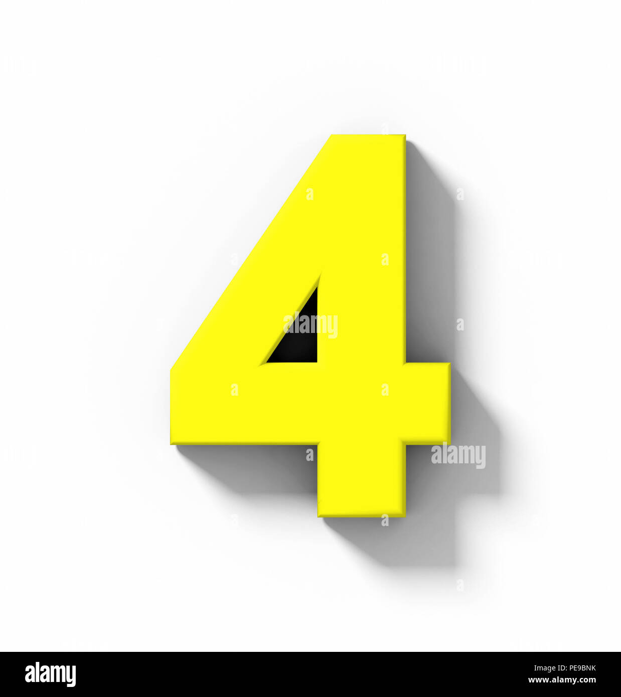 number 4 3D yellow isolated on white with shadow - orthogonal ...