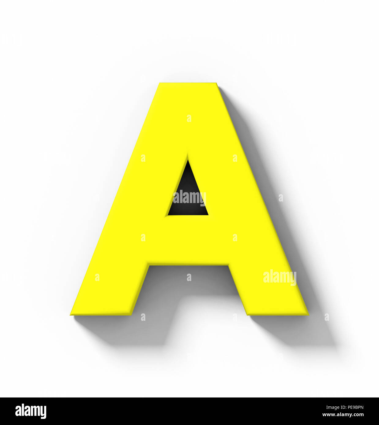 letter A 3D yellow isolated on white with shadow - orthogonal ...