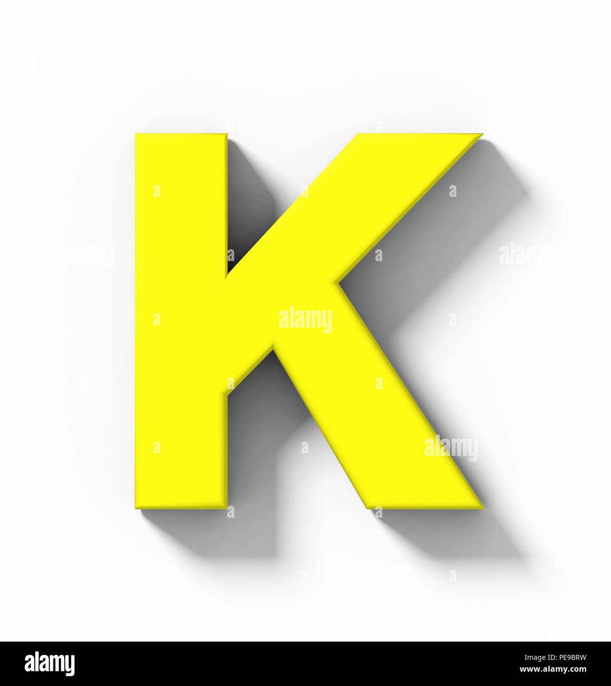 letter K 3D yellow isolated on white with shadow - orthogonal ...