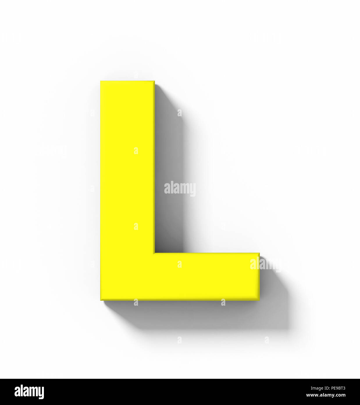 letter L 3D yellow isolated on white with shadow - orthogonal ...
