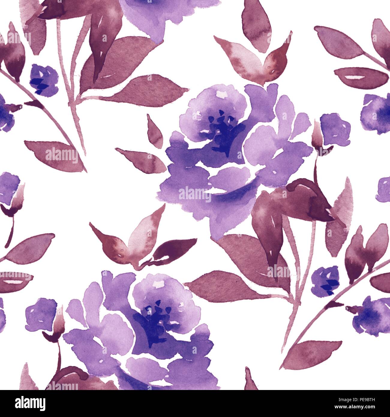 Floral seamless pattern. Watercolor background with flowers Stock Photo ...