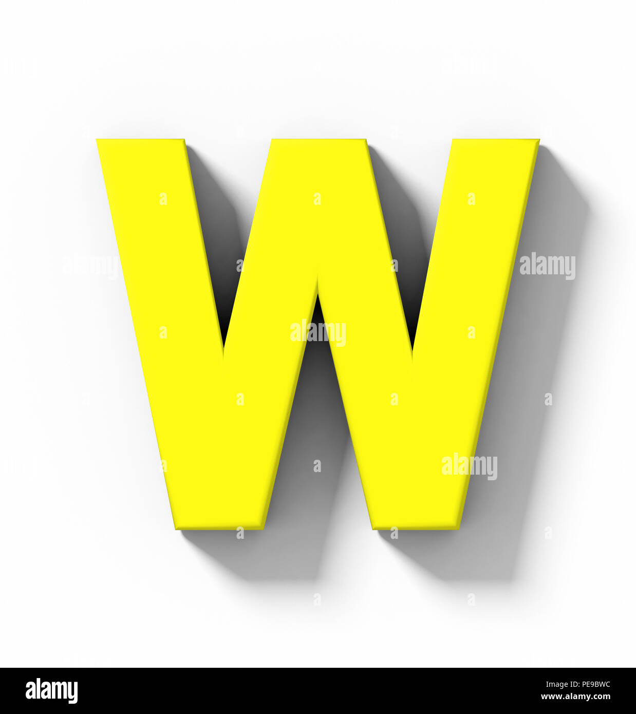 letter W 3D yellow isolated on white with shadow - orthogonal ...