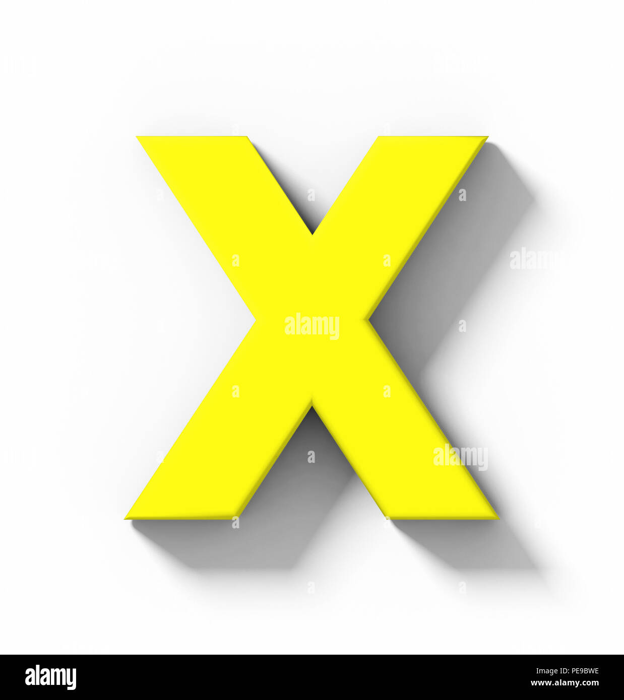 letter X 3D yellow isolated on white with shadow - orthogonal ...