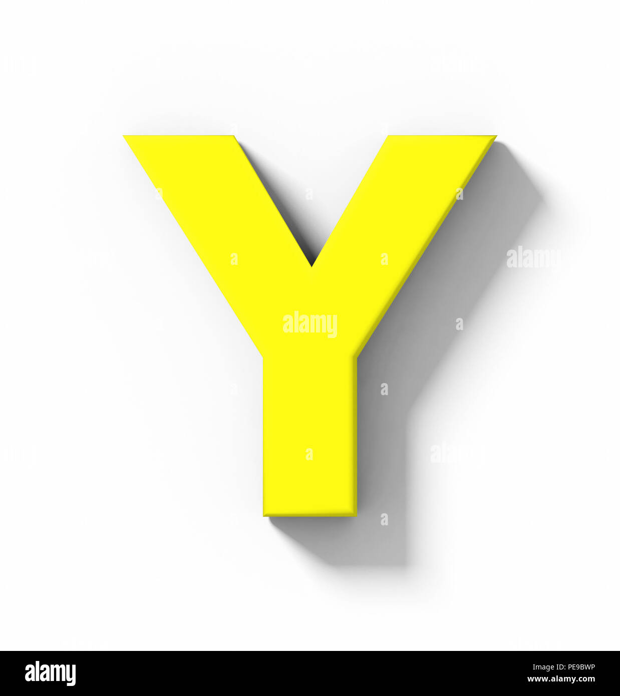 letter Y 3D yellow isolated on white with shadow - orthogonal ...