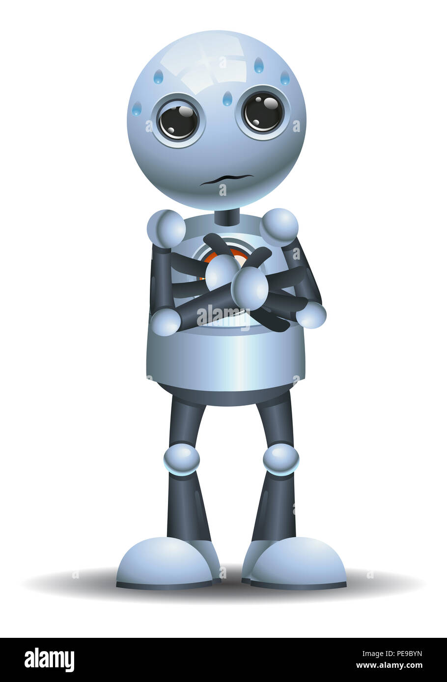 illustration of a little robot emotion in nervous on isolated white ...