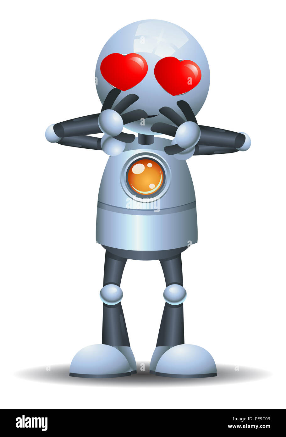 illustration of a happy little robot emotion in love on isolated white ...