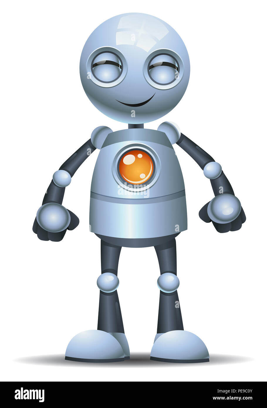 illustration of a happy little robot emotion in joy on isolated white ...