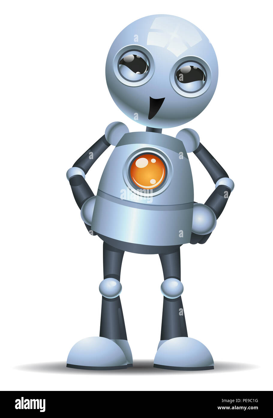 illustration of a happy little robot emotion joking in happiness on ...