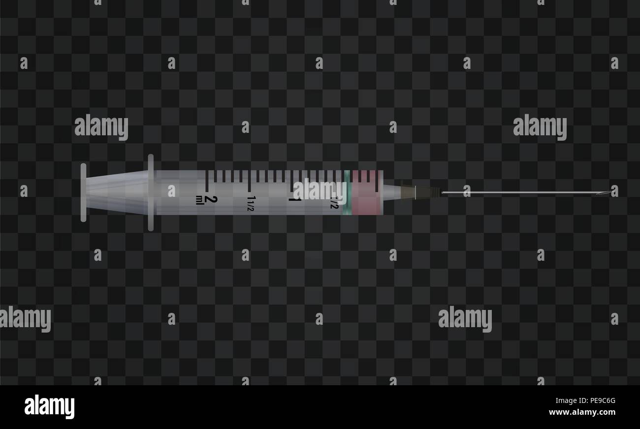Syringe high detailed 3d vector. Horizontally mock up side view Stock ...