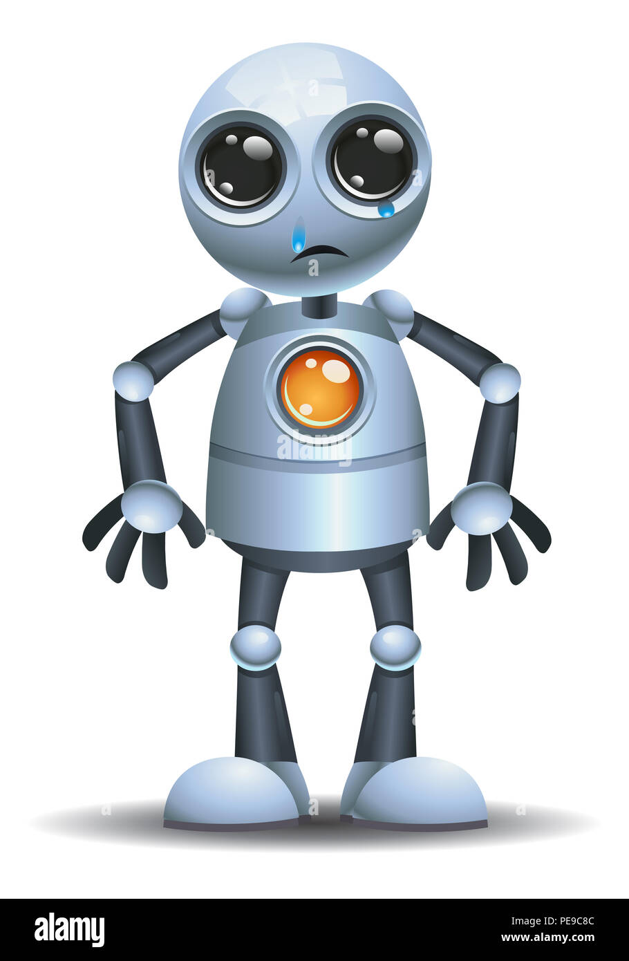 illustration of a little robot emotion in crybaby on isolated white ...