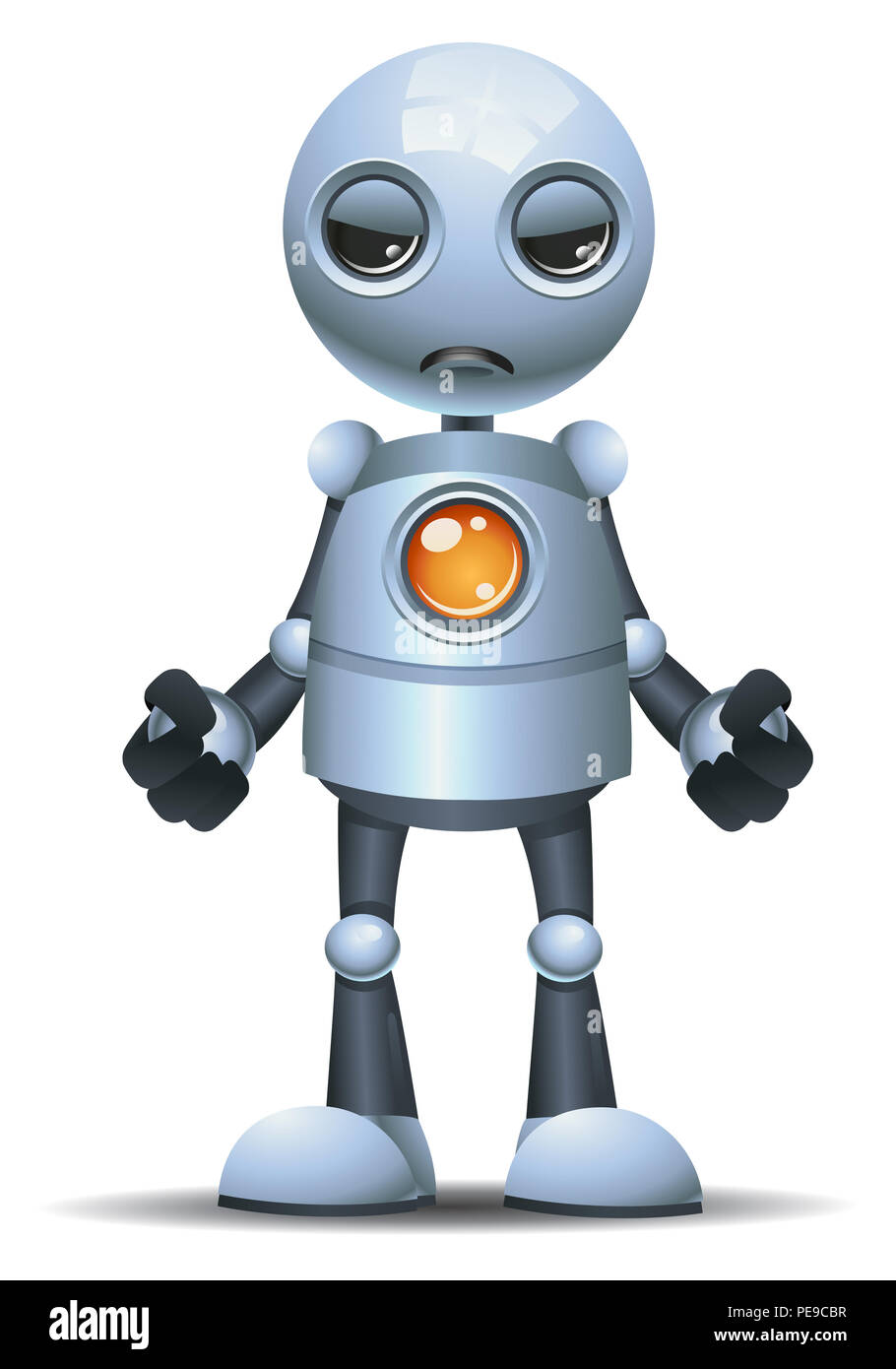 illustration of a little robot emotion in anger on isolated white ...