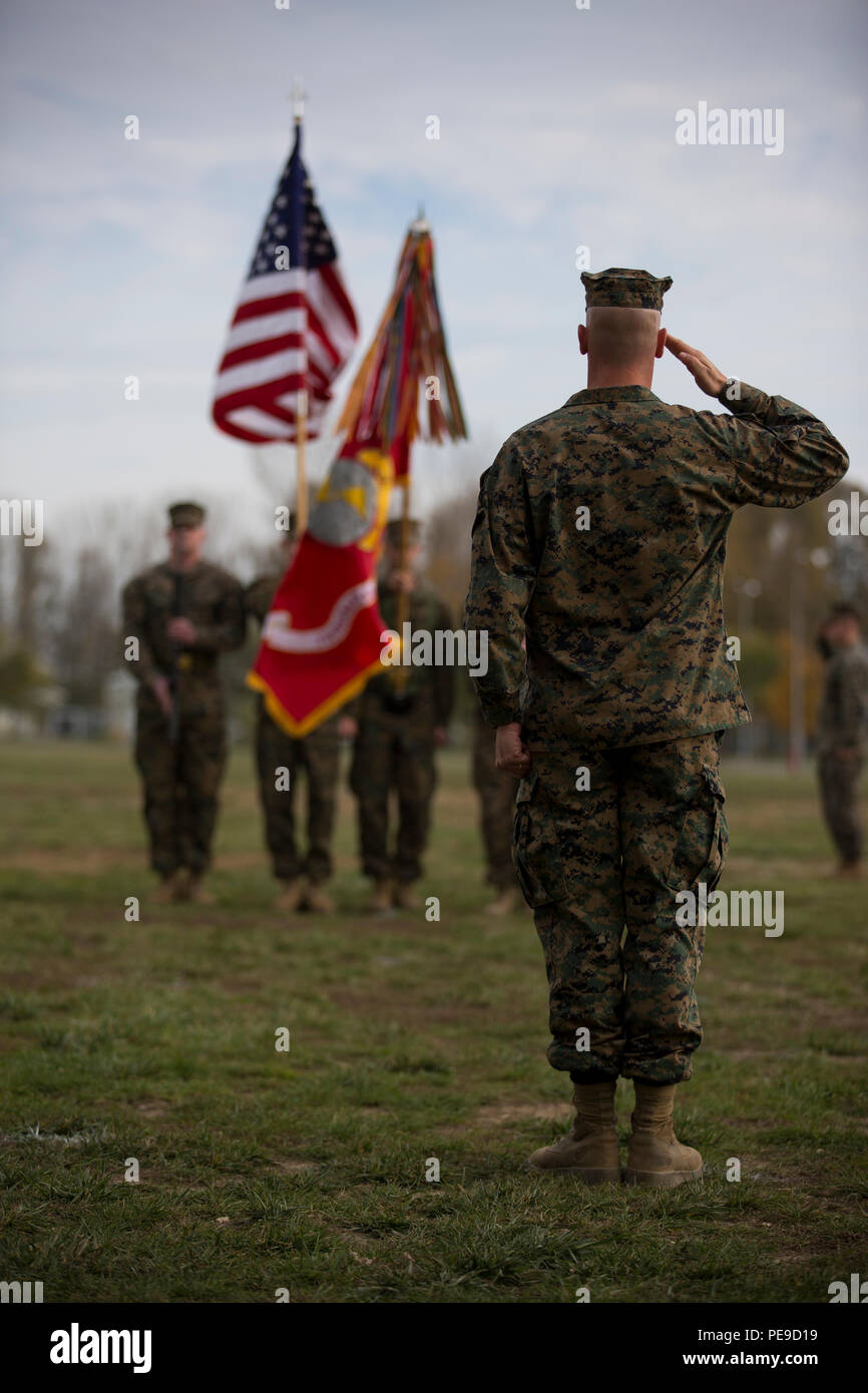 Lieutenant Col. Kemper Jones, left, commanding officer of the Black Sea ...
