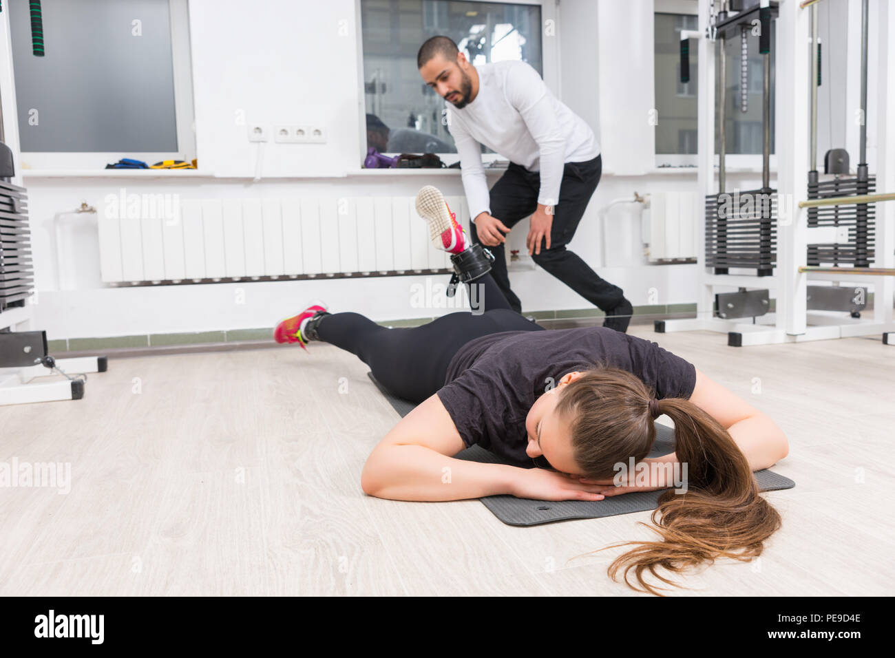 Man lifting raising leg hi-res stock photography and images - Alamy