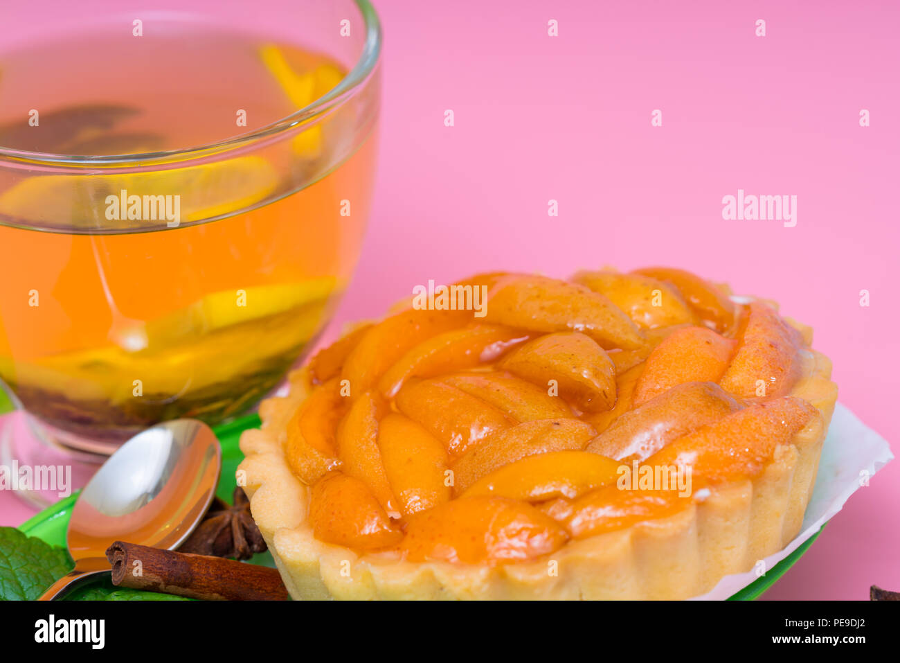 Fluted pastry with peaches and cream filling Stock Photo - Alamy