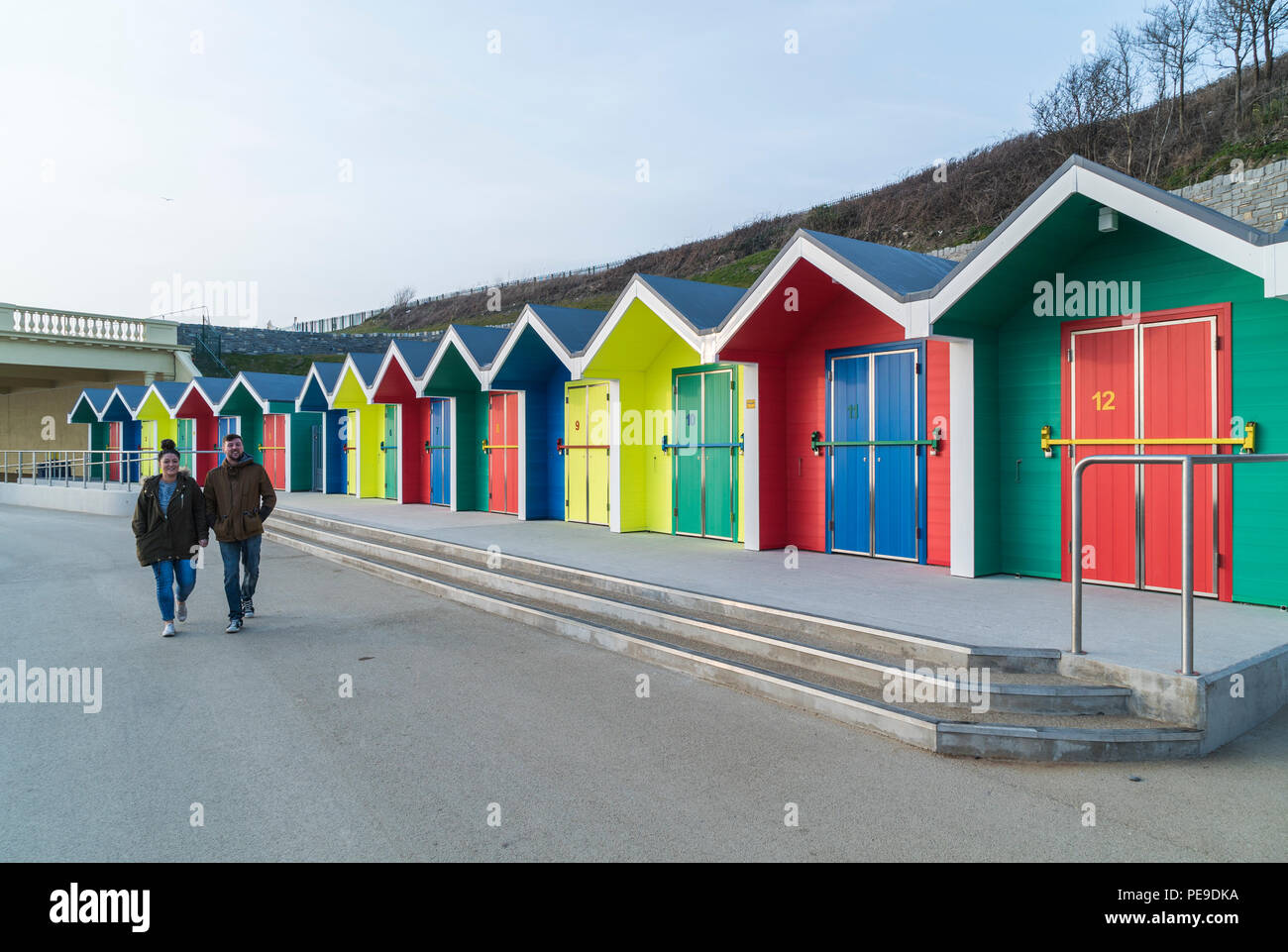 Barry Island’s newly redeveloped promenade with colourful beach huts ...
