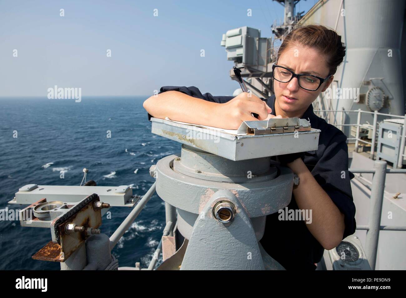151114-N-KW492-003 GULF OF ADEN (Nov. 14, 2015) Intelligence Specialist ...
