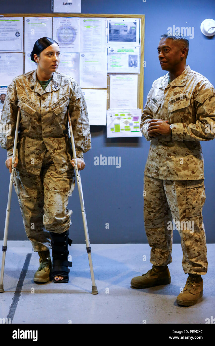 U.S. Marine Maj. Richard E. Graham, Headquarters Company Commander, 5th ...