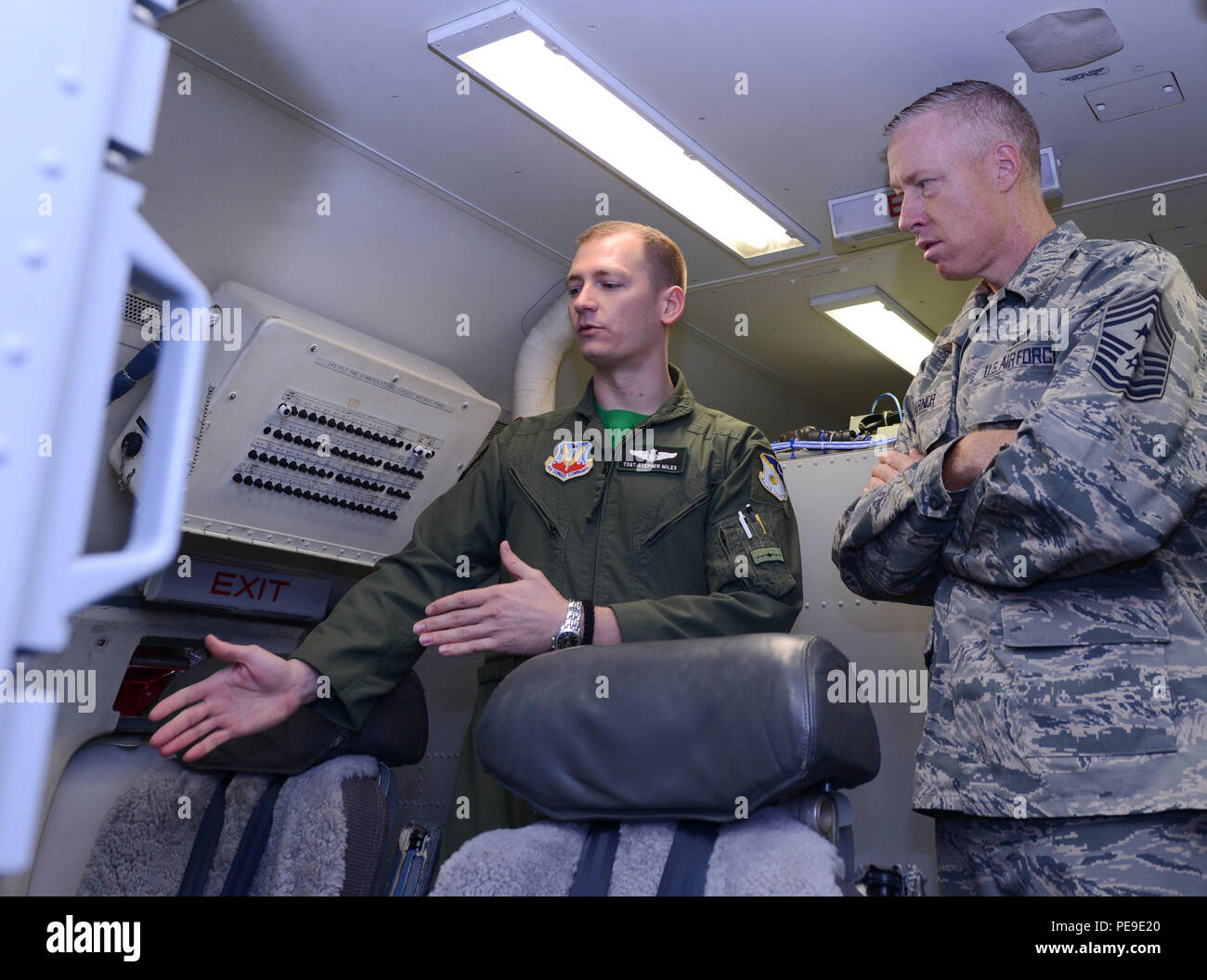 U.S. Air Force Tech. Sgt. Stephen Miles, 461st Air Control Wing, shows Command Chief Master ...