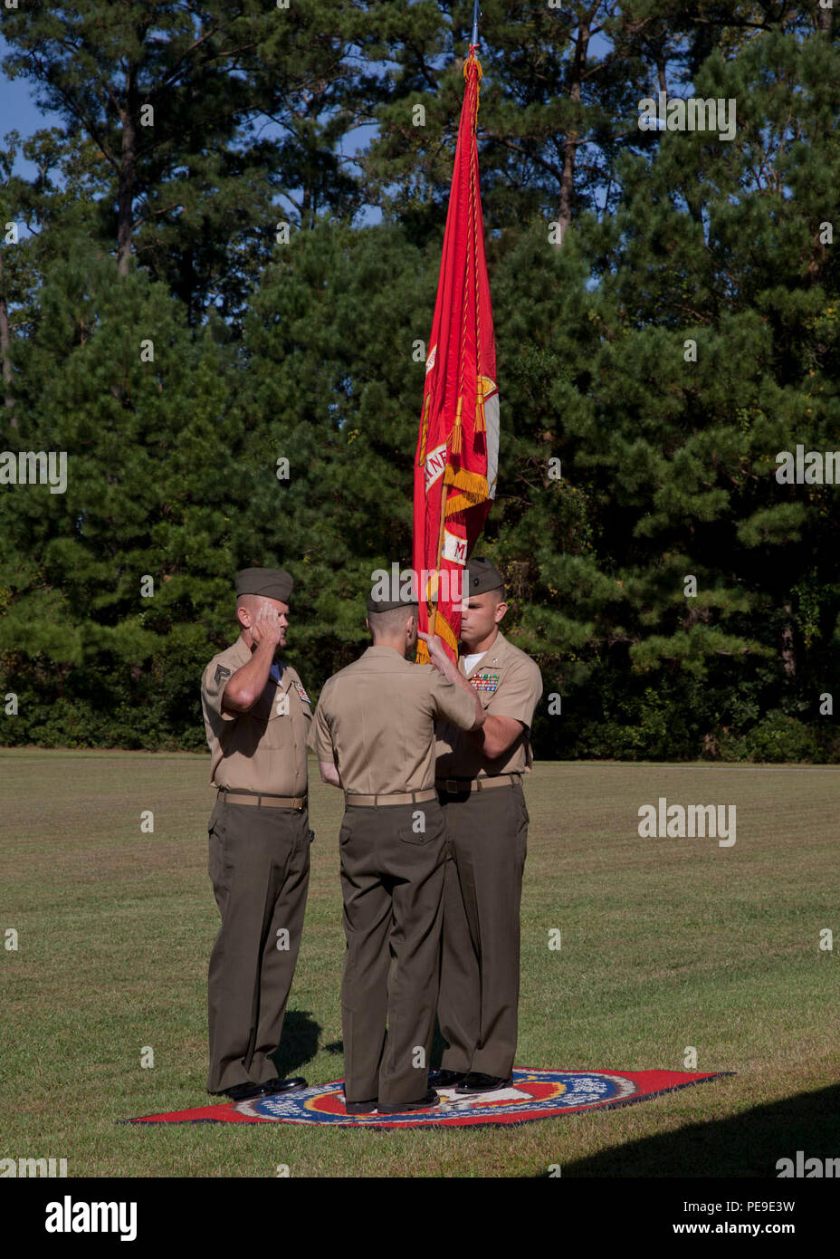 U.S. Marine Corps Lt. Col. Craig L. Harvey, right, commanding officer ...